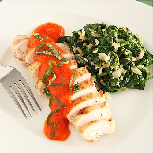 Chicken Rioja with Garlicky Spinach