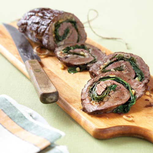 Flank Steak Roll with Spinach & Garlic