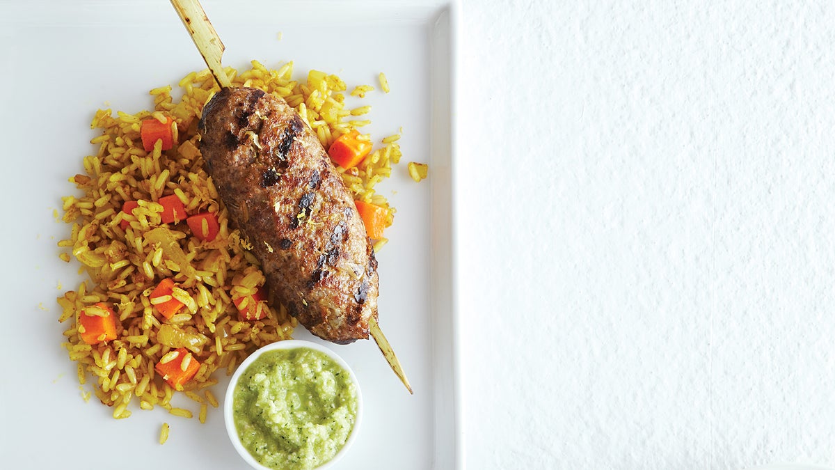 Beef Kefta with Sunflower Zucchini Sauce