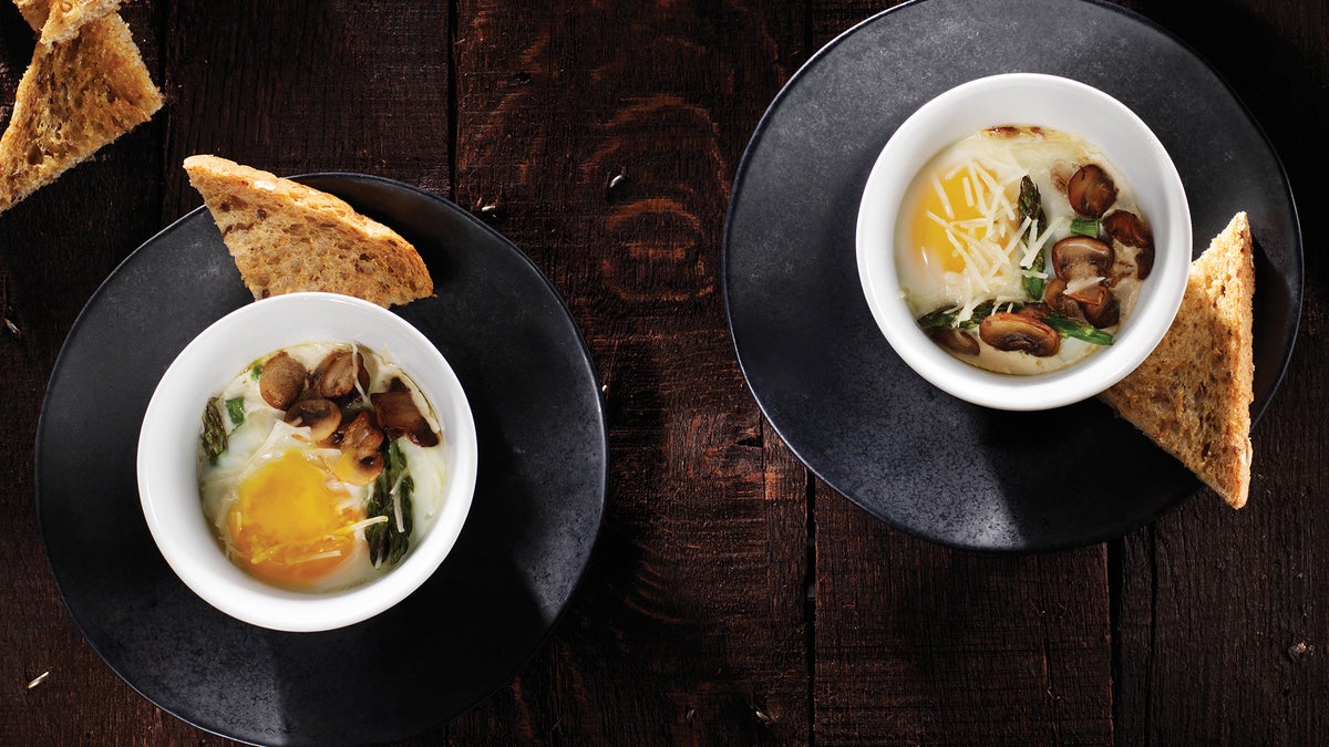 Baked Egg Cups with Garlic Toast Triangles Recipe