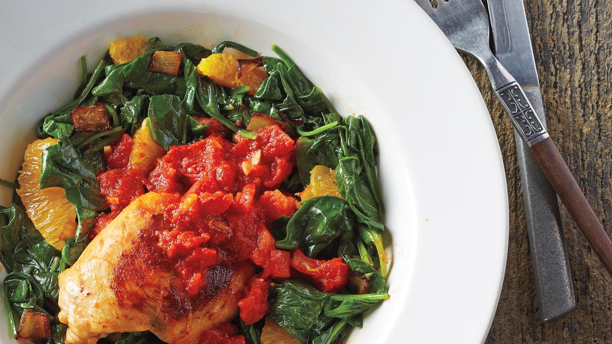 Chicken Adobo with Orange & Wilted Spinach Recipe | Paleo Diet Recipe