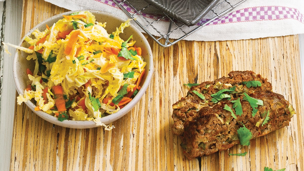 Asian-Style Meatloaf with Savory Carrot Slaw Recipe - Clean Eating