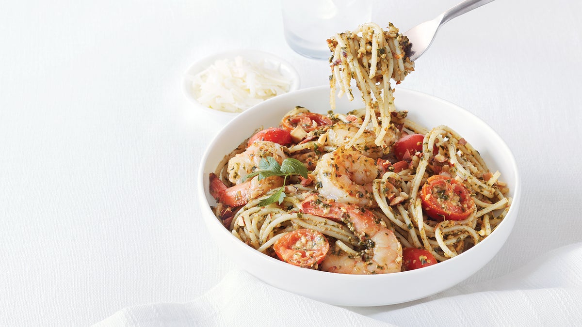 Whole-Grain Spaghetti Trapanese with Shrimp Recipe