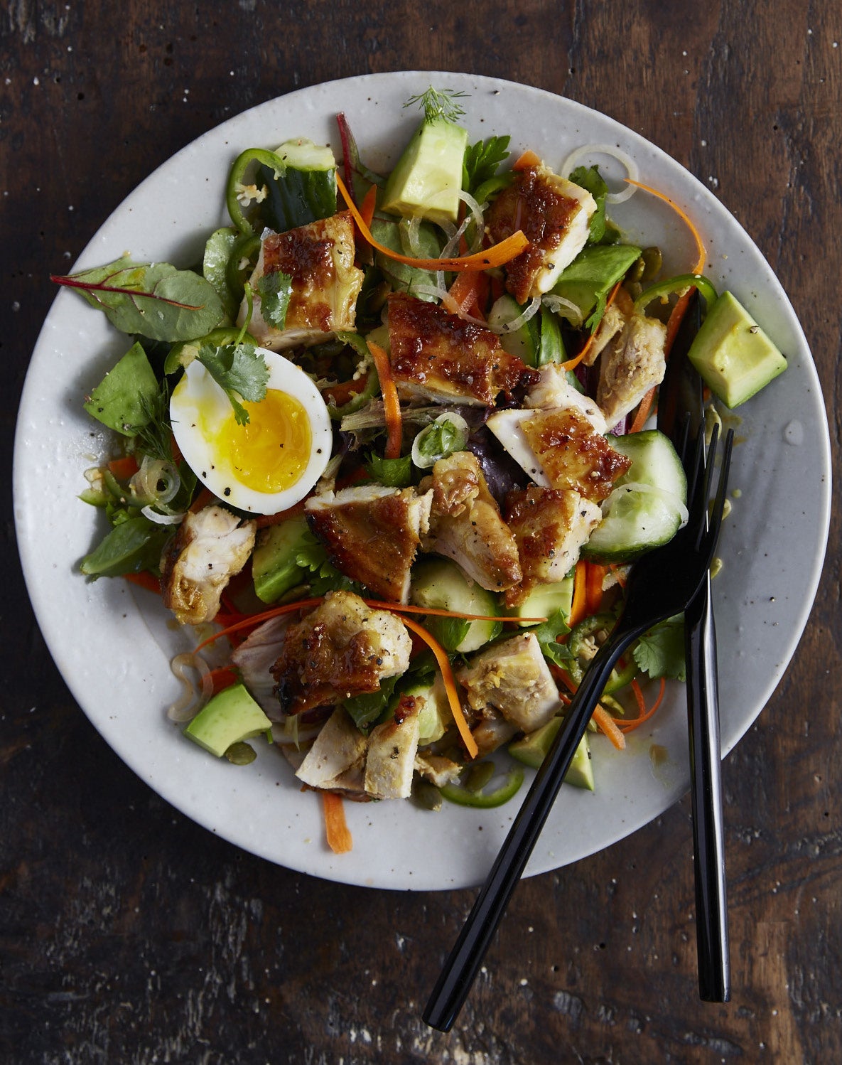Tamari-Glazed Chicken Salad With Avocado, Pepitas & Hard-Boiled Eggs ...